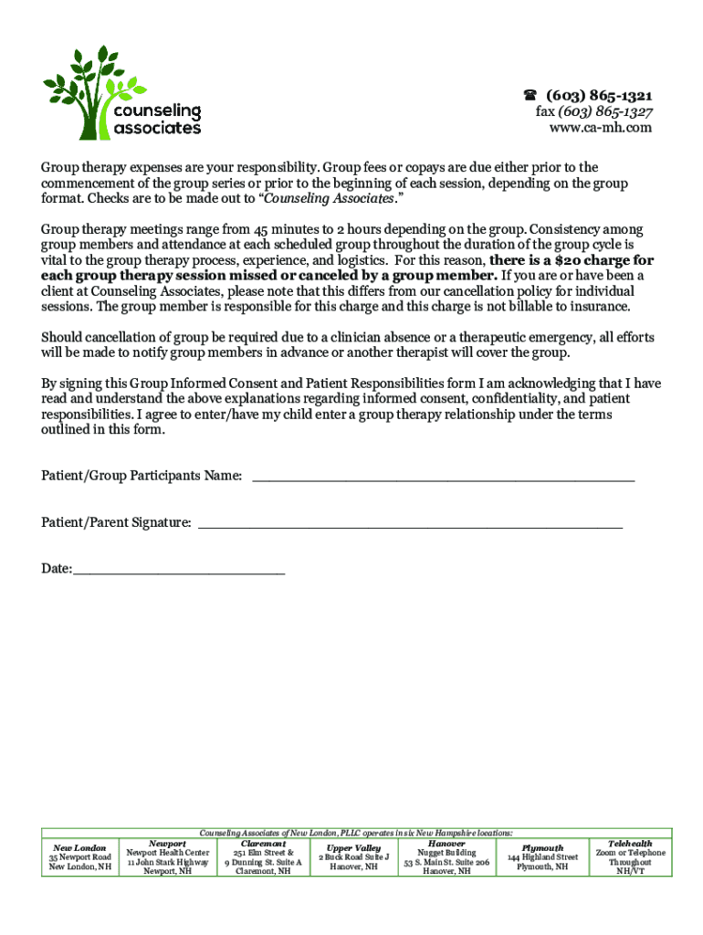 Fillable Online Group Informed Consent and Patient Responsibilities Fax ...