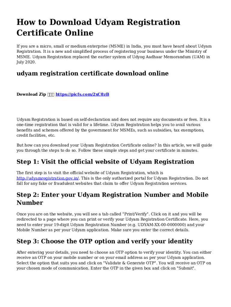 Fillable Online Know How to Download the Udyam Registration Certificate ...