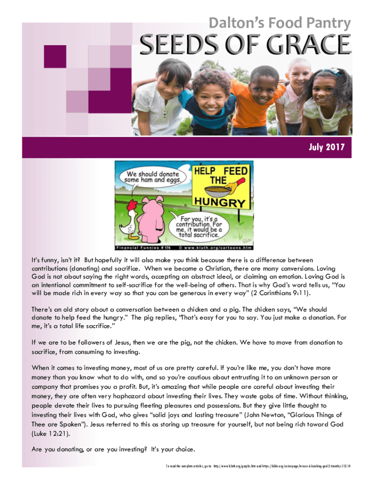 Fillable Online Addressing Hunger In Our Midst - the Official FHL ...