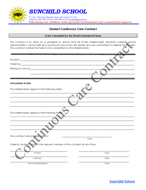 Fillable Online (2) Student Continuous Care Contract.doc Fax Email ...