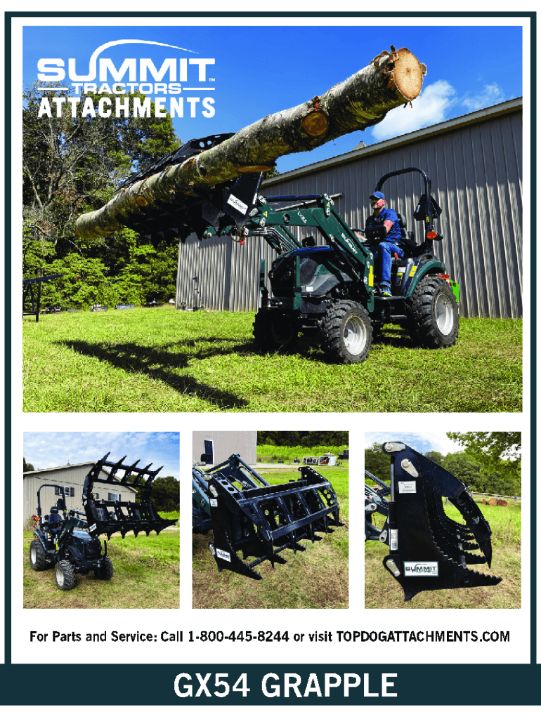 Fillable Online 72" Skid Steer Utility GrappleTop Dog Attachments Fax Email Print - pdfFiller