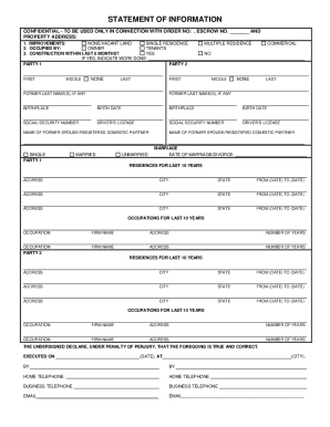 Fillable Online THE BENEFITS OF THE STATEMENT OF INFORMATION Fax Email ...
