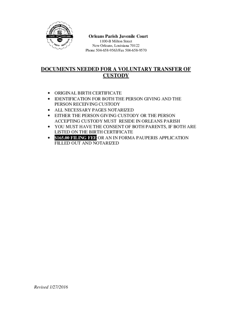 Fillable Online Fillable Online nola Voluntary-Transfer-of-Custody-Form ...