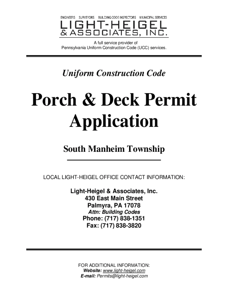 Fillable Online UCC Porch & Deck Permit Application Fax Email Print ...