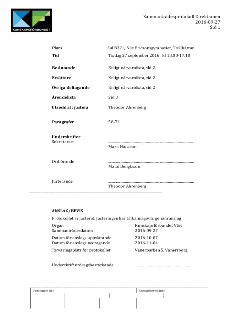 Fillable Online Sal B321, Nils Ericsonsgymnasiet, Trollhttan Fax Email ...