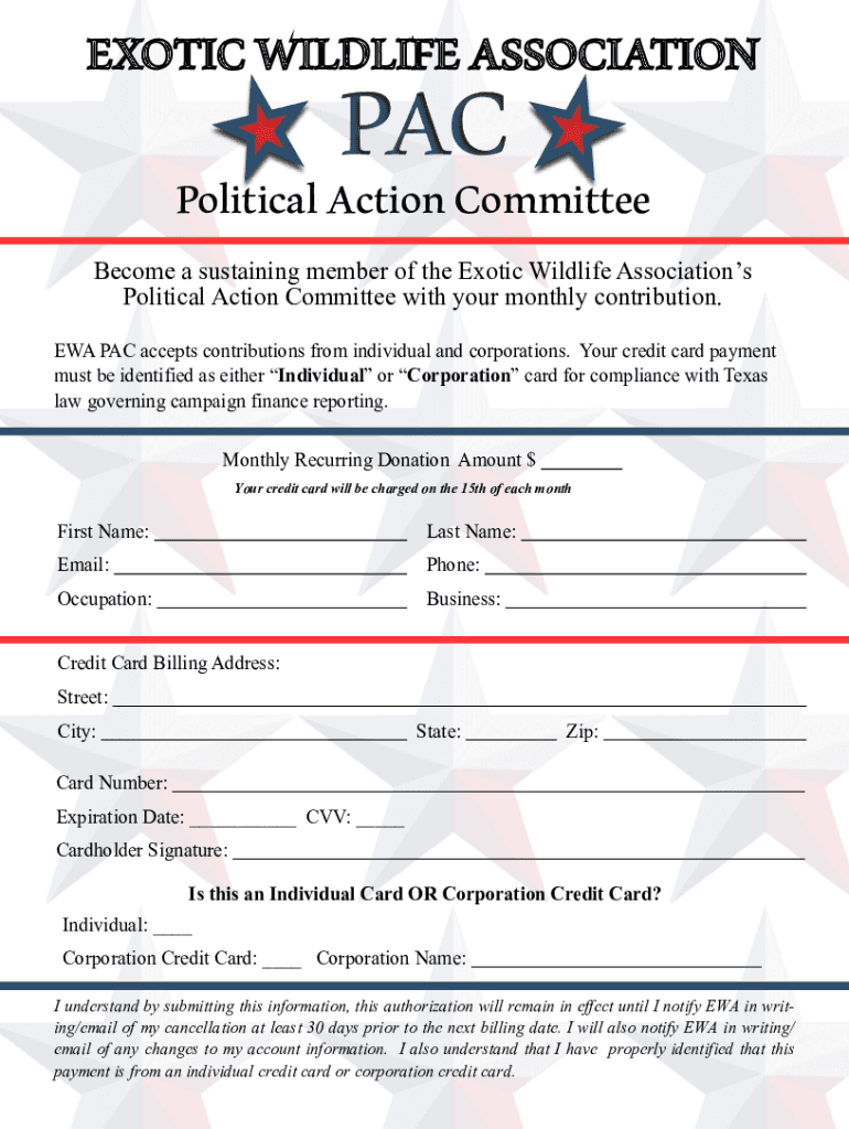Fillable Online PAC Profile: Wildlife Conservation & Zoos PAC Fax Email Print - pdfFiller