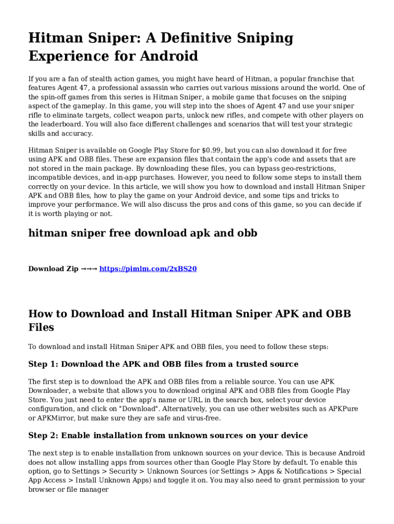 Fillable Online The Hitman Sniper: The Shadows devs claim that this ... Fax Email Print - pdfFiller