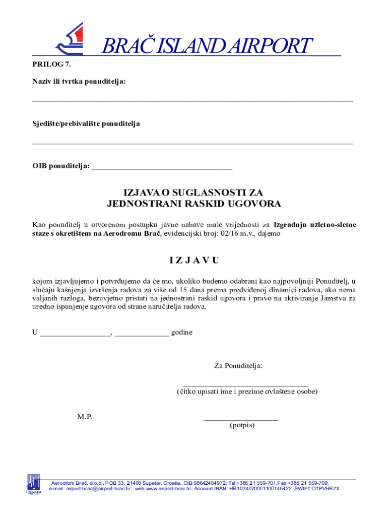 Fillable Online IZJAVA O SUGLASNOSTI ZA Fax Email Print - pdfFiller