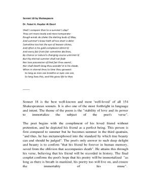 Fillable Online Sonnet 18 by Shakespeare Fax Email Print - pdfFiller
