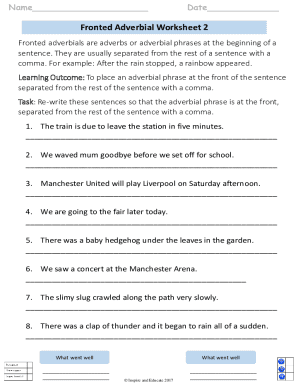 Fillable Online What are Fronted Adverbials? (Examples & Worksheets ...