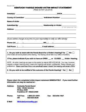 Fillable Online Victim Impact Statement (Instructions and Form) Fax Email Print - pdfFiller