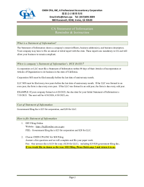 Fillable Online CA Statement of Information Reminder & Instruction Fax ...
