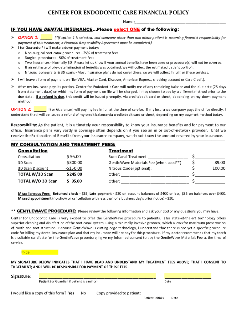 Fillable Online Financial Policy & Fees Consent- rev 1.9.19 Fax Email ...