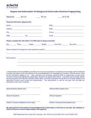 Fillable Online ! Request and Authorization for Background Check (BCI ...