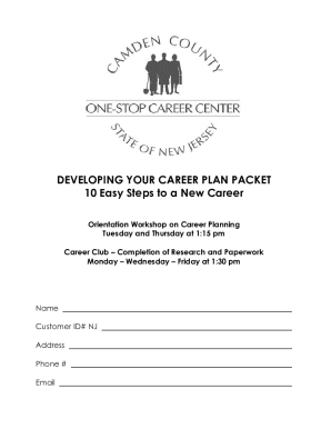 Fillable Online DEVELOPING YOUR CAREER PLAN PACKET 10 Easy ... Fax ...