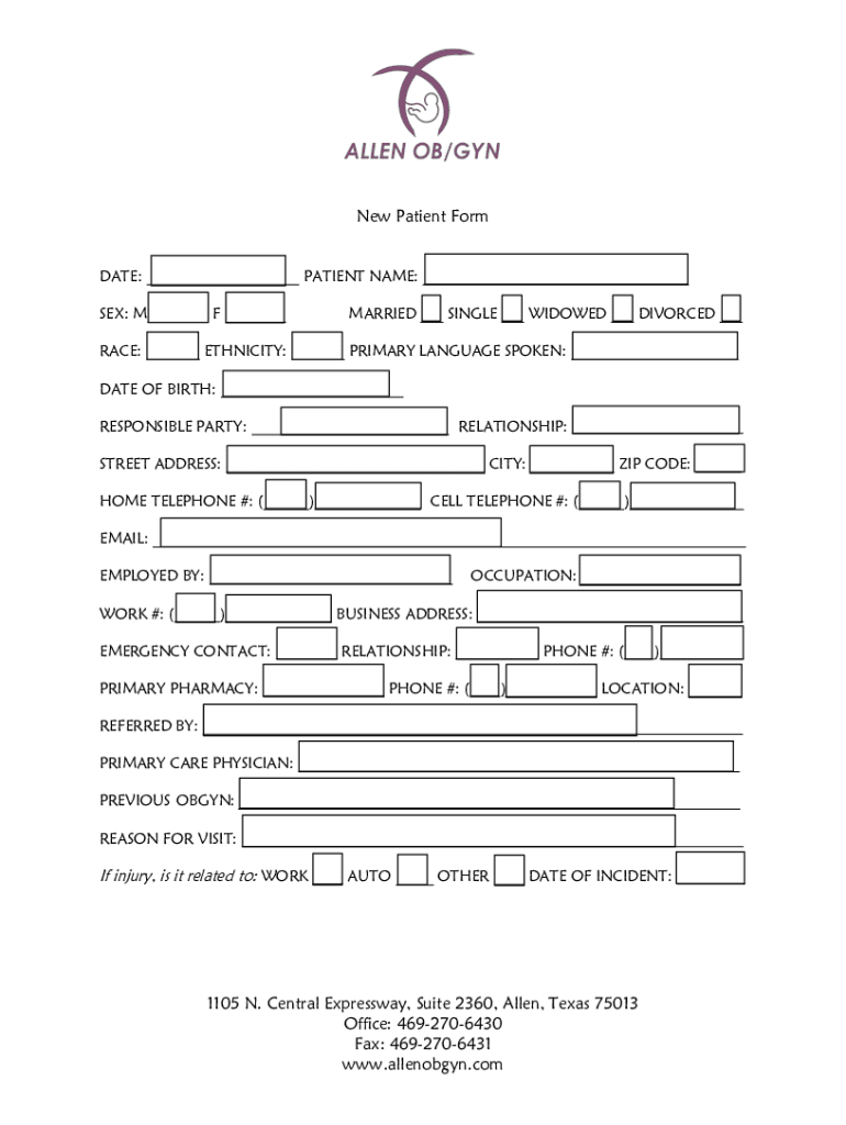 Fillable Online PATIENT DETAIL FORM OBSTETRICS Fax Email Print - pdfFiller