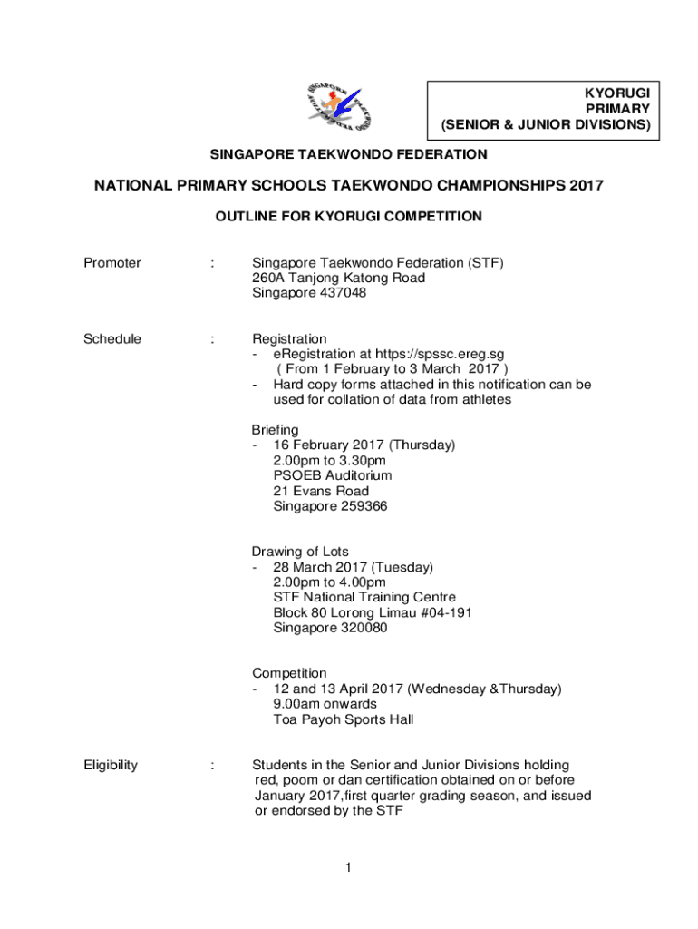 Fillable Online Singapore American School Taekwondo Competition Fax ...