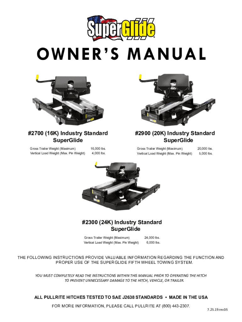 Fillable Online PullRite 2700 SuperGlide ISR Series Fifth Wheel Trailer ...