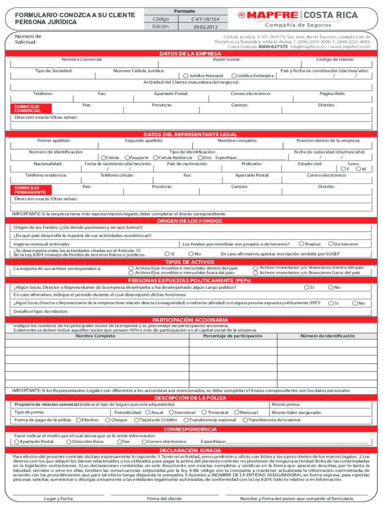 Completable En línea FORMULARIO CONOZCA A SU CLIENTE PERSONA FSICA Fax Email Imprimir - pdfFiller
