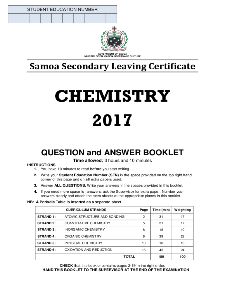 Fillable Online Write your Student Education Number (SEN) in the space ...