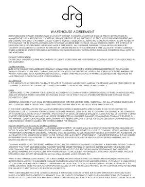 Fillable Online FOLDER WAREHOUSE AGREEMENT Fax Email Print - pdfFiller
