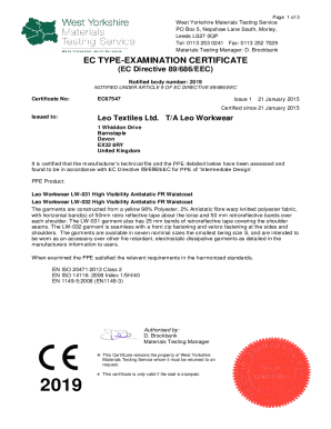 Fillable Online EC TYPE-EXAMINATION CERTIFICATE (EC Directive 89 ...
