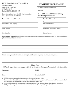 Fillable Online Statement of Donation Form Fax Email Print - pdfFiller