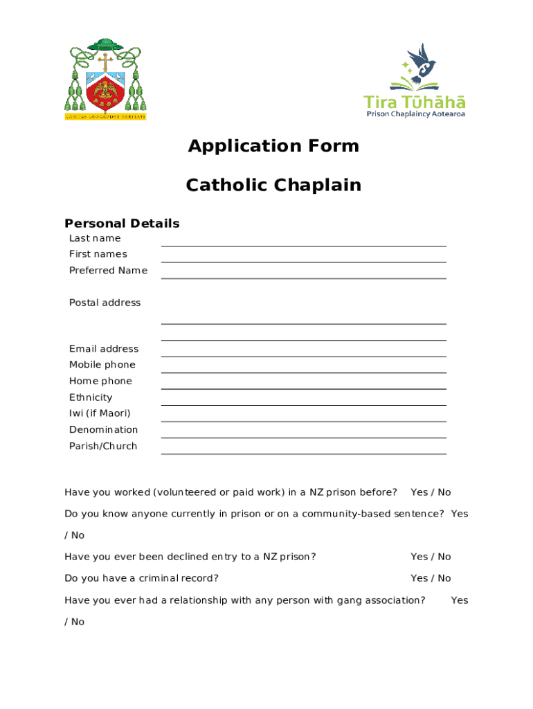 Prison Chaplains Application Pack Doc Template | pdfFiller