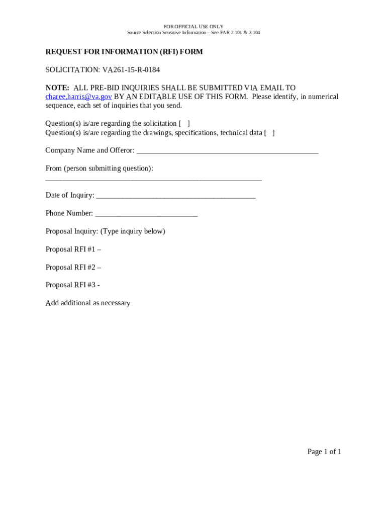 Submit a Pre-Bid Question Doc Template | pdfFiller