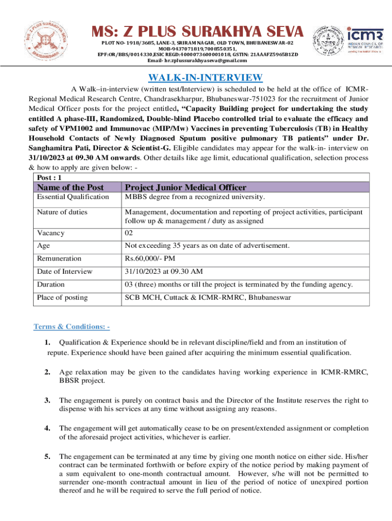 Fillable Online A Walkin-interview (written test/Interview) is ...