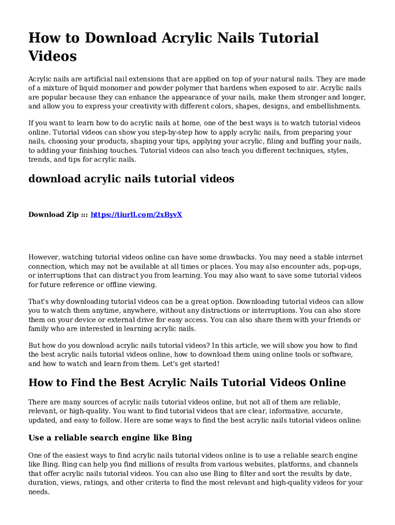 Fillable Online Acrylic Nail Tutorial How To Apply Acrylic For