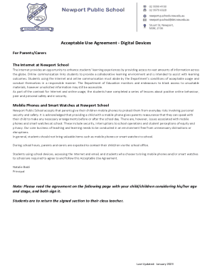 Fillable Online Acceptable Use Agreement - Digital Devices Fax Email ...
