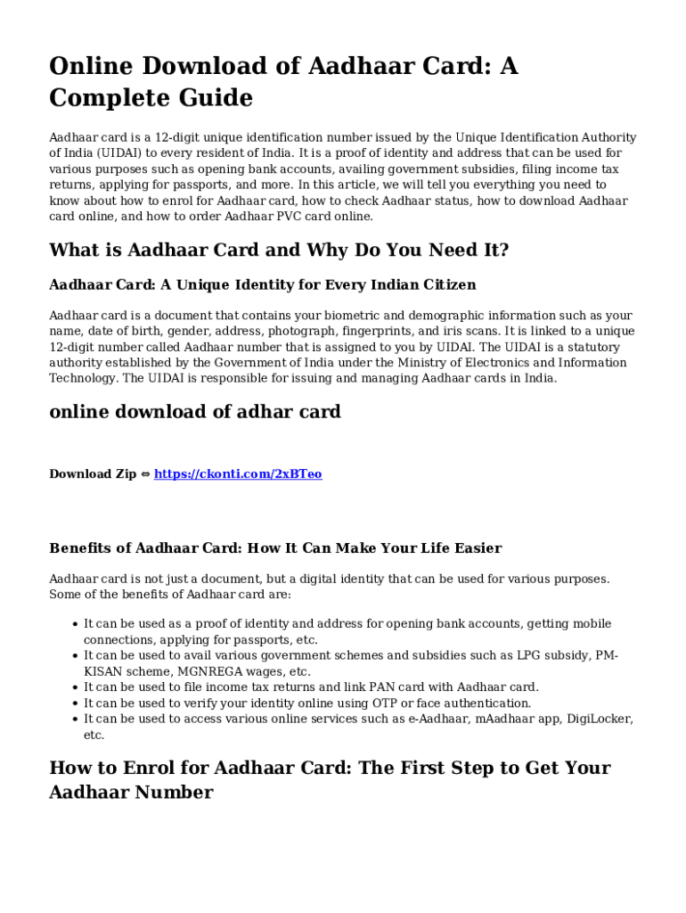 Fillable Online How to Download e-Aadhaar Card Any Time, Anywhere by ... Fax Email Print - pdfFiller