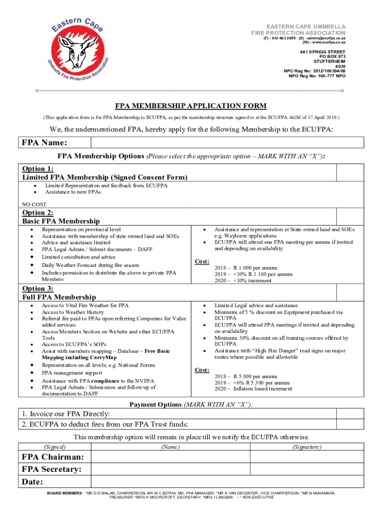 Fillable Online ECUFPA - FPA Membership Application Form Ver.2.0.docx Fax Email Print - pdfFiller