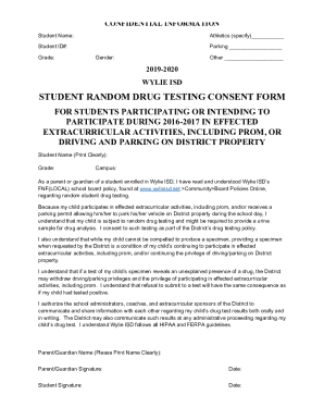 Fillable Online Student Random Drug Test Consent form Fax Email Print ...