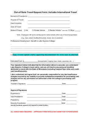 Fillable Online out-of-state travel request justification worksheet Fax ...