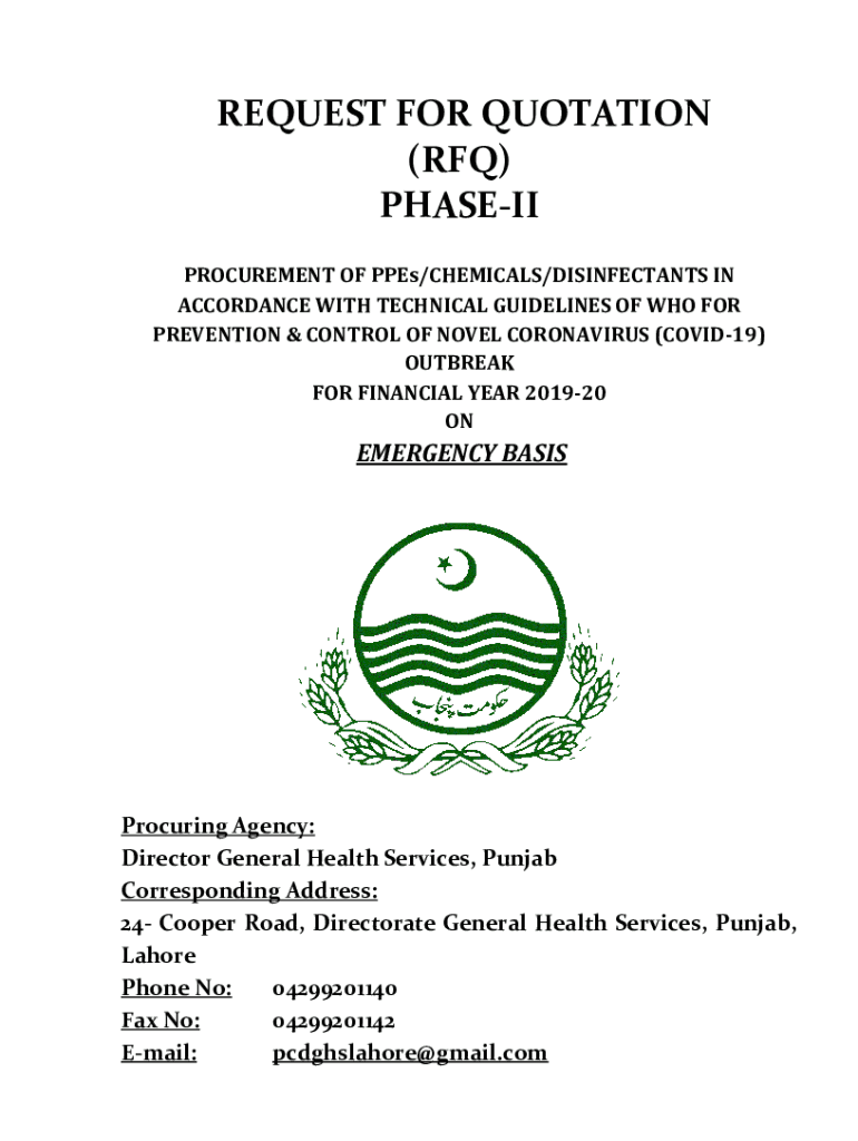 Fillable Online REQUEST FOR QUOTATION (RFQ) PHASE-II Fax Email Print ...