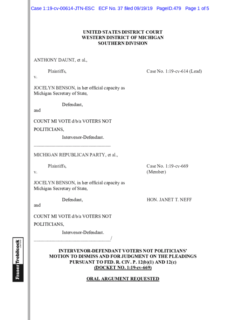 Fillable Online Intervenor Defendant's Motion to dismiss - Republican ...