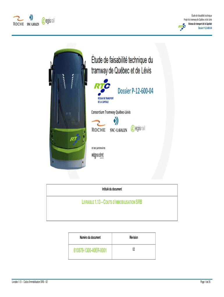 Remplissable En Ligne tude de faisabilit technique du tramway de Qubec ...