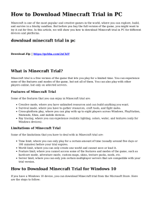 Fillable Online How to download Minecraft and play free trial edition ...