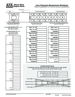 Fillable Online Liner Protrusion Measurement Worksheet Fax Email Print ...
