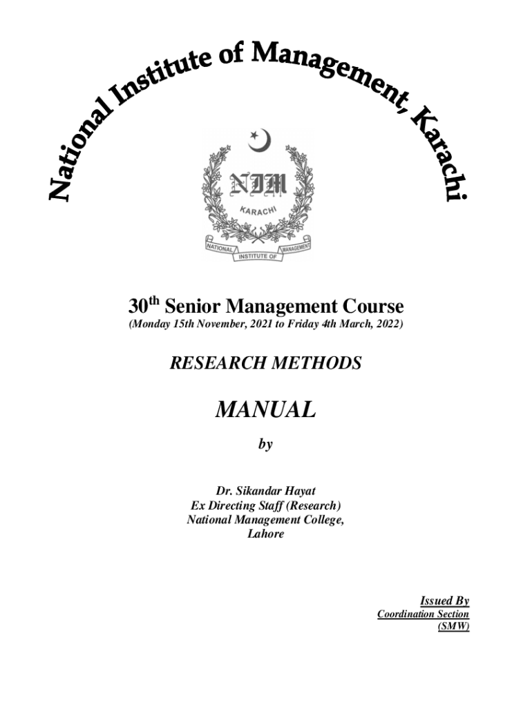 Fillable Online Senior Management Course - RESEARCH METHODS Fax Email ...