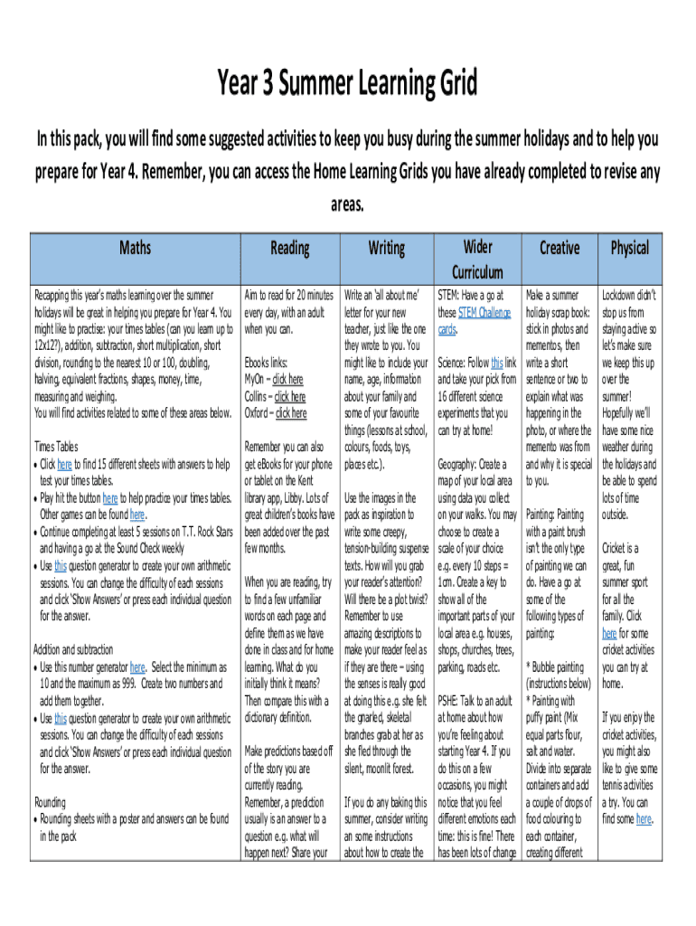 Fillable Online Free 3rd grade Summer worksheets Fax Email Print ...