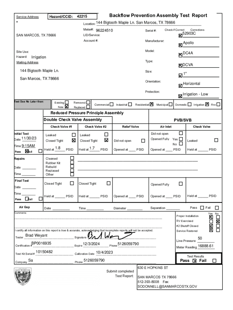 Fillable Online Backflow Prevention Assembly Test R Fax Email Print ... Fillable Online Backflow Prevention Assembly Test R Fax Email Print ...