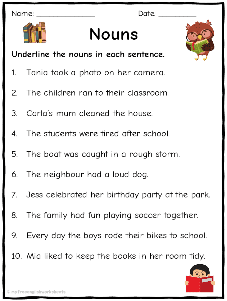 Fillable Online Noun Worksheet For Class 4 With Answers 1PDF Fax Email ...