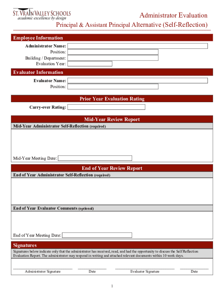 Fillable Online Assistant Principal Mid Year Evaluation Form Fax Email ...