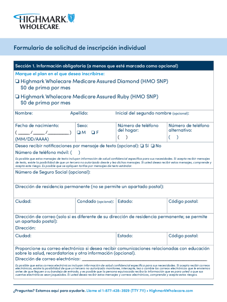 Highmark Wholecare Medicare Enrollment Form 2023 - Plantilla Rellenable ...