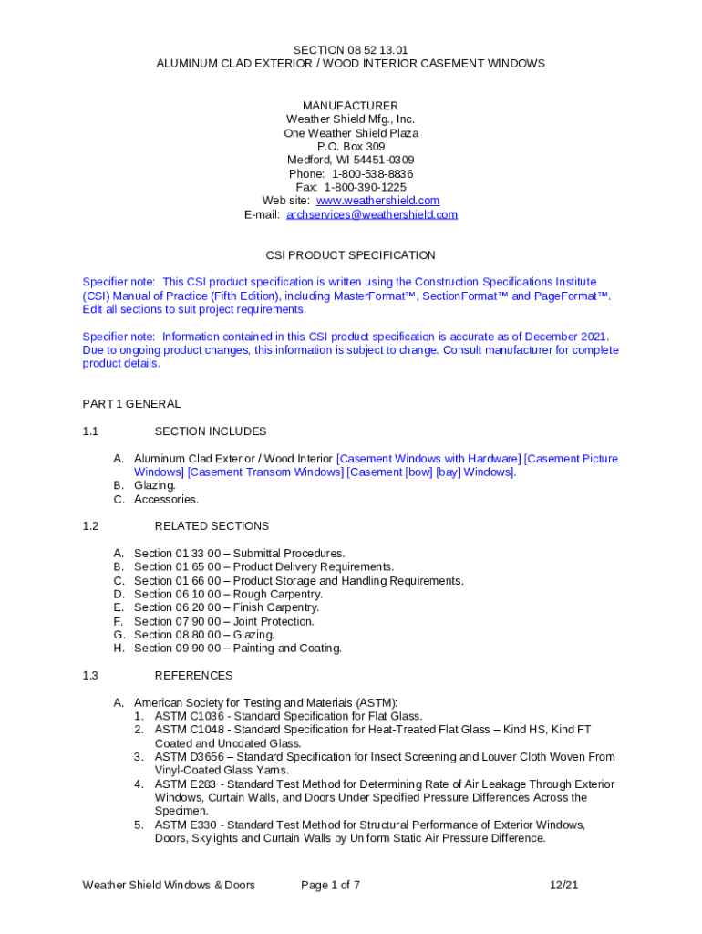 Specifier note:Ination contained in this CSI product specification is ...