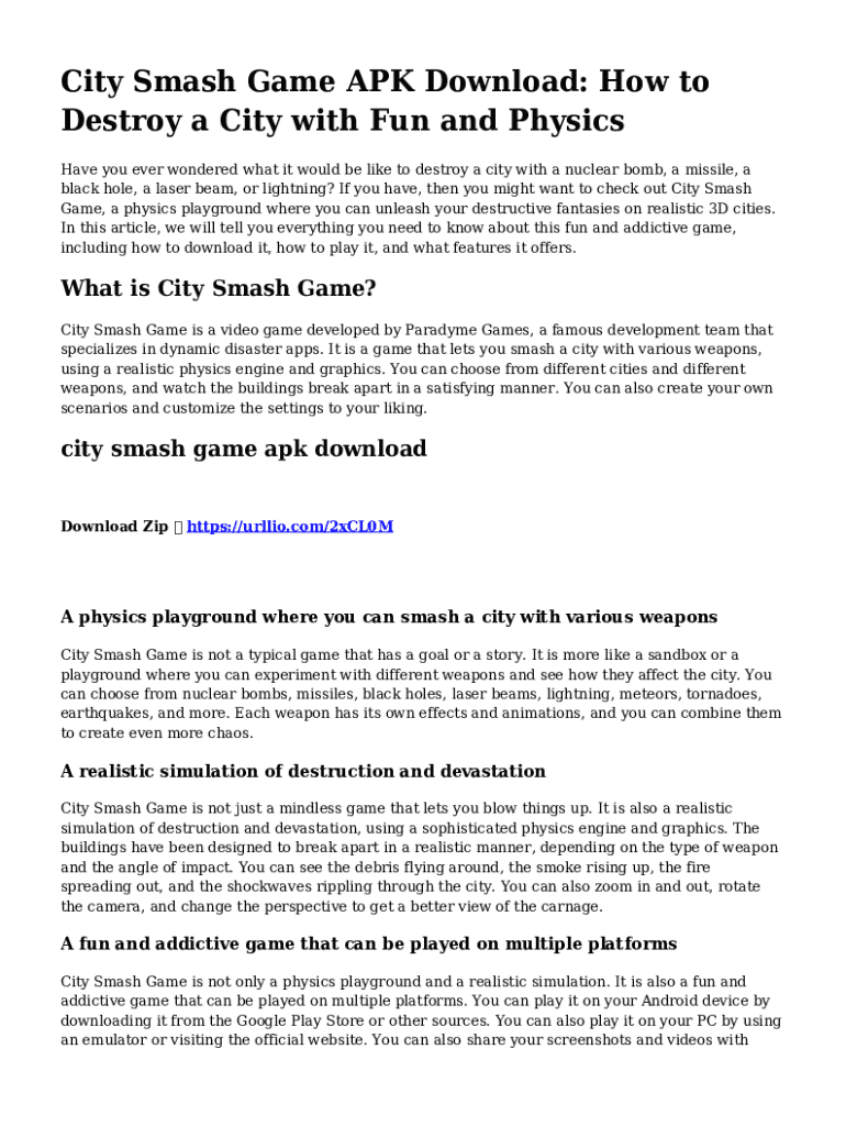 Fillable Online City Demolish: Rocket Smash! - Apps on Google Play Fax ...