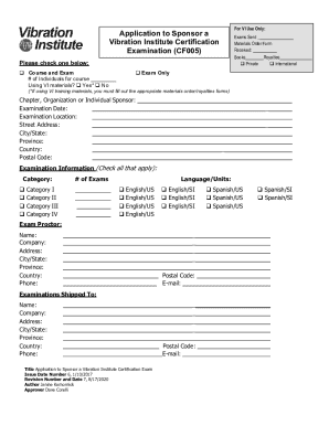 Fillable Online Vibration Analysts Certification Forms Fax Email Print ...